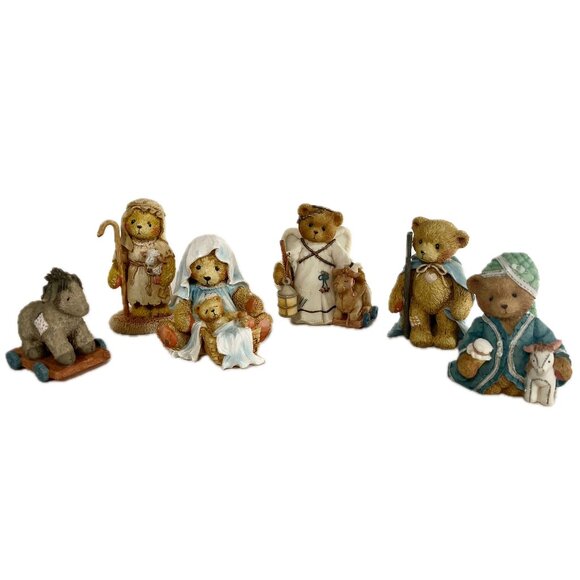 Enesco | Art | Cherished Teddies Nativity Scene Vintage 992 6 Piece P ...